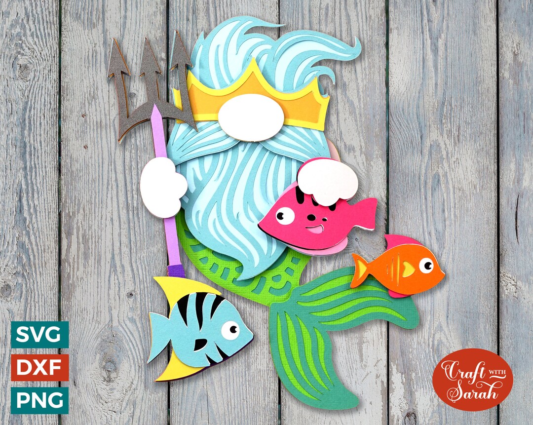 Merman Gnome SVG | Layered Ocean Gonk Cut Files - Etsy