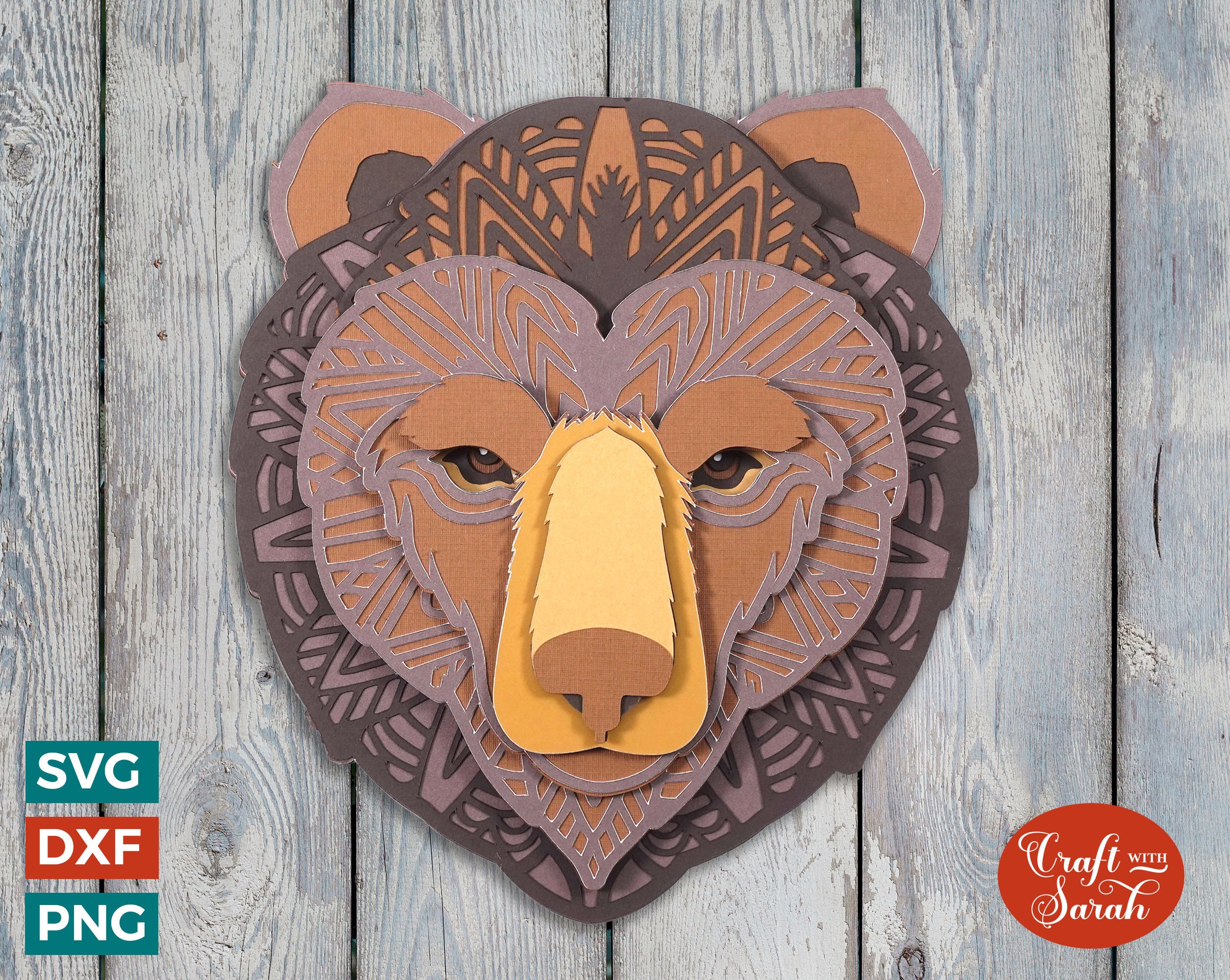Cabeza de oso Mandala SVG / Oso 3D SVG - Etsy México