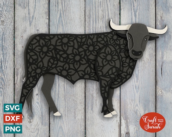 Bull SVG Layered Bull With Horns Cutting File - Etsy
