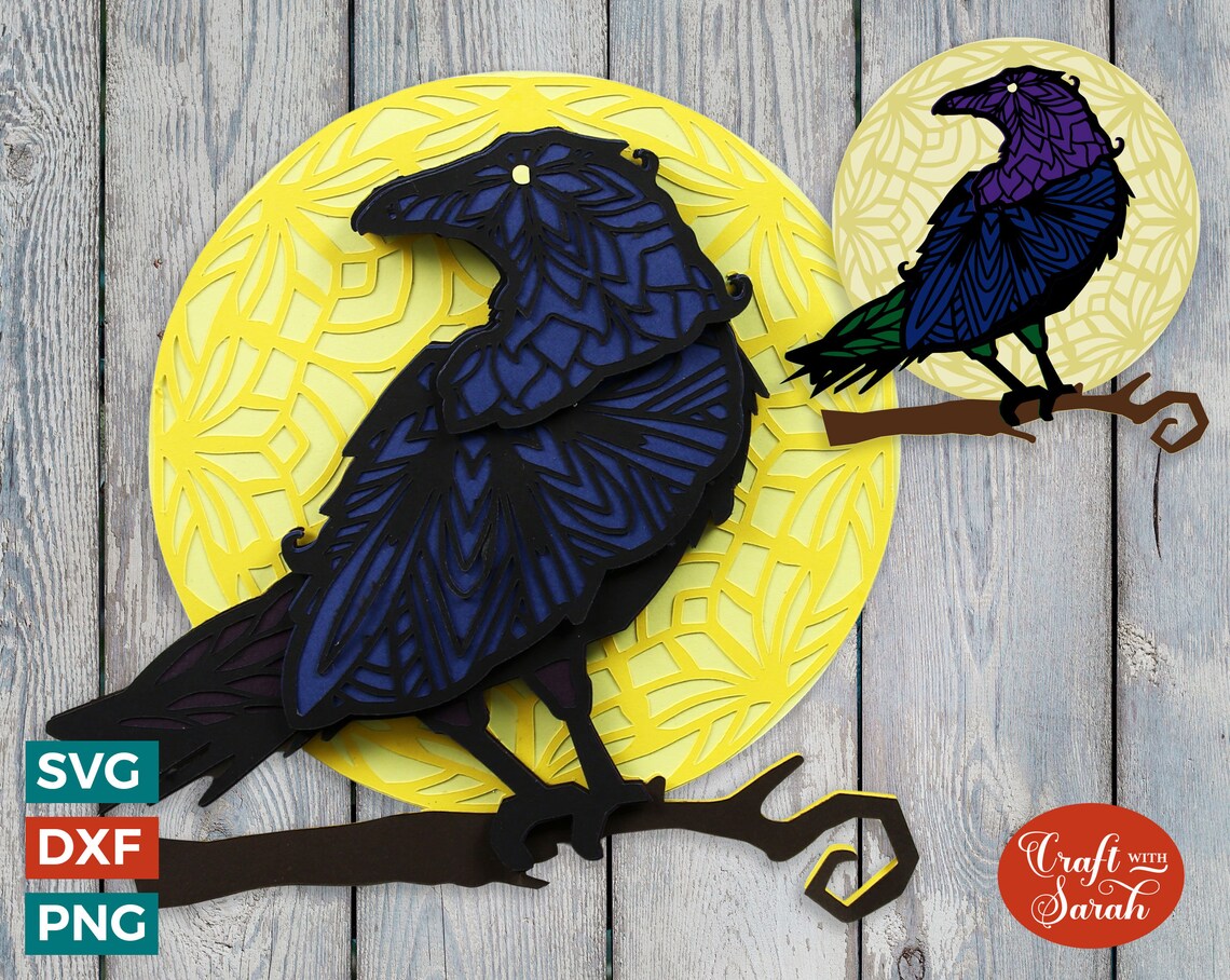 Gothic Raven Layered SVG 3D Halloween Raven SVG - Etsy
