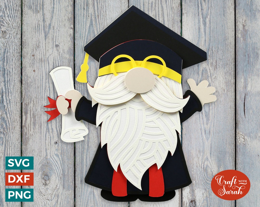Graduation Gnome SVG | Layered Male Graduation Gnome Cutting File - Etsy