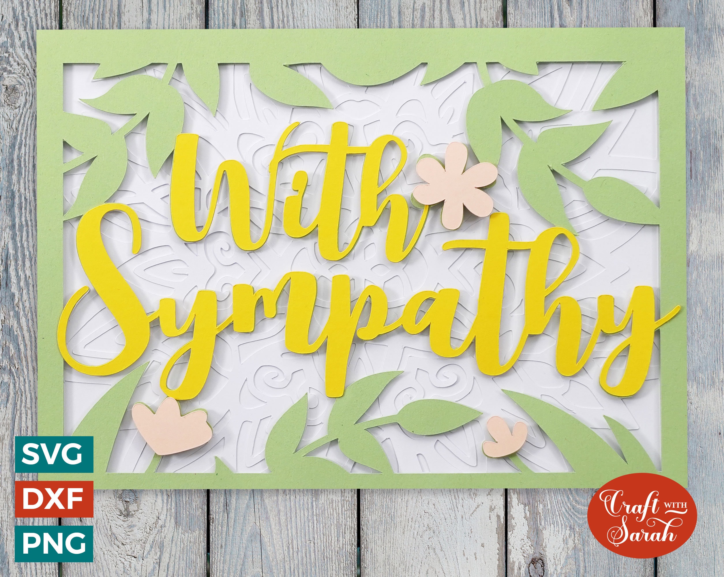 With Sympathy Card Layered Sympathy Card SVG - Etsy