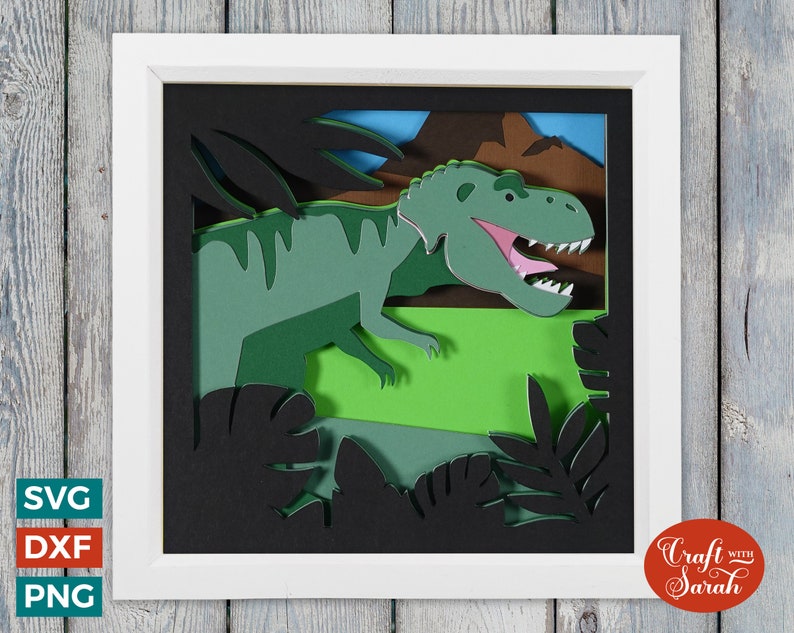 T Rex Shadow Box SVG File | Layered T Rex Cutting File - Etsy