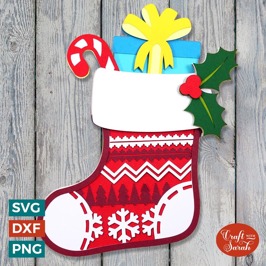 Christmas Stocking SVG | Layered Filled Stocking Cutting File - Etsy