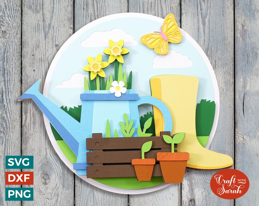 Gardening Scene SVG | Layered Spring Gardening & Nature Cutting File - Etsy