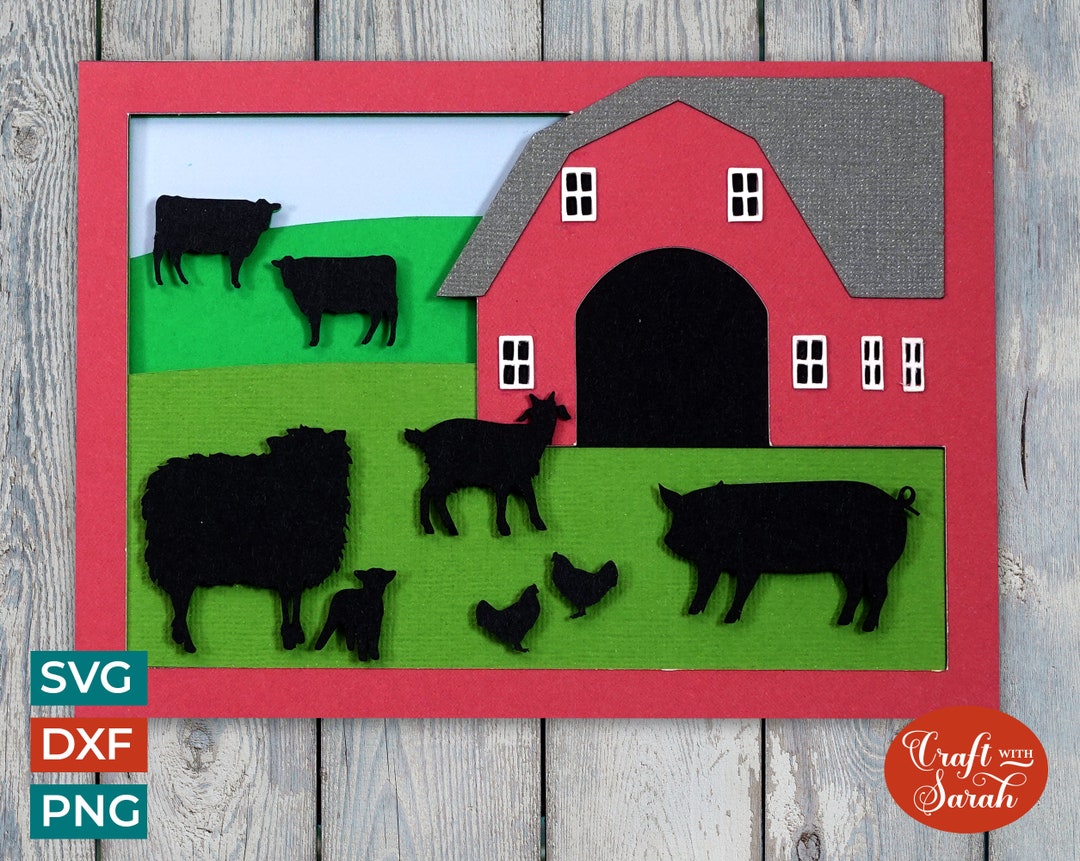 Farm Animals Card SVG | Layered Farm Greetings Card Cutting File - Etsy
