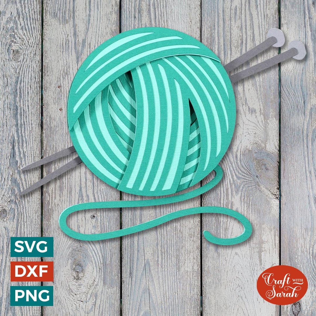 Knitting SVG | Layered Knitting Needles With Wool Cut Files - Etsy