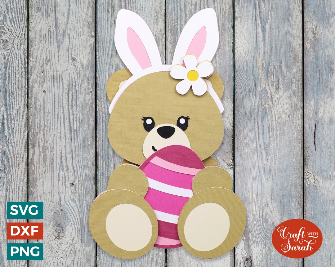 Easter Teddy Bear SVG (female) | 3D Easter SVG - Etsy