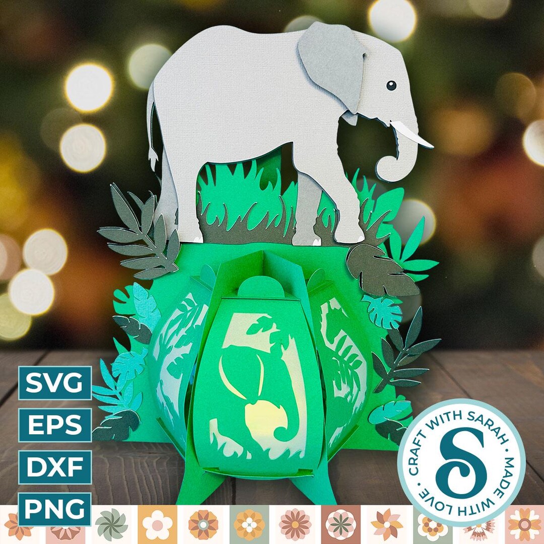 Elephant Lantern SVG | Layered Safari Luminary Cut Files - Etsy