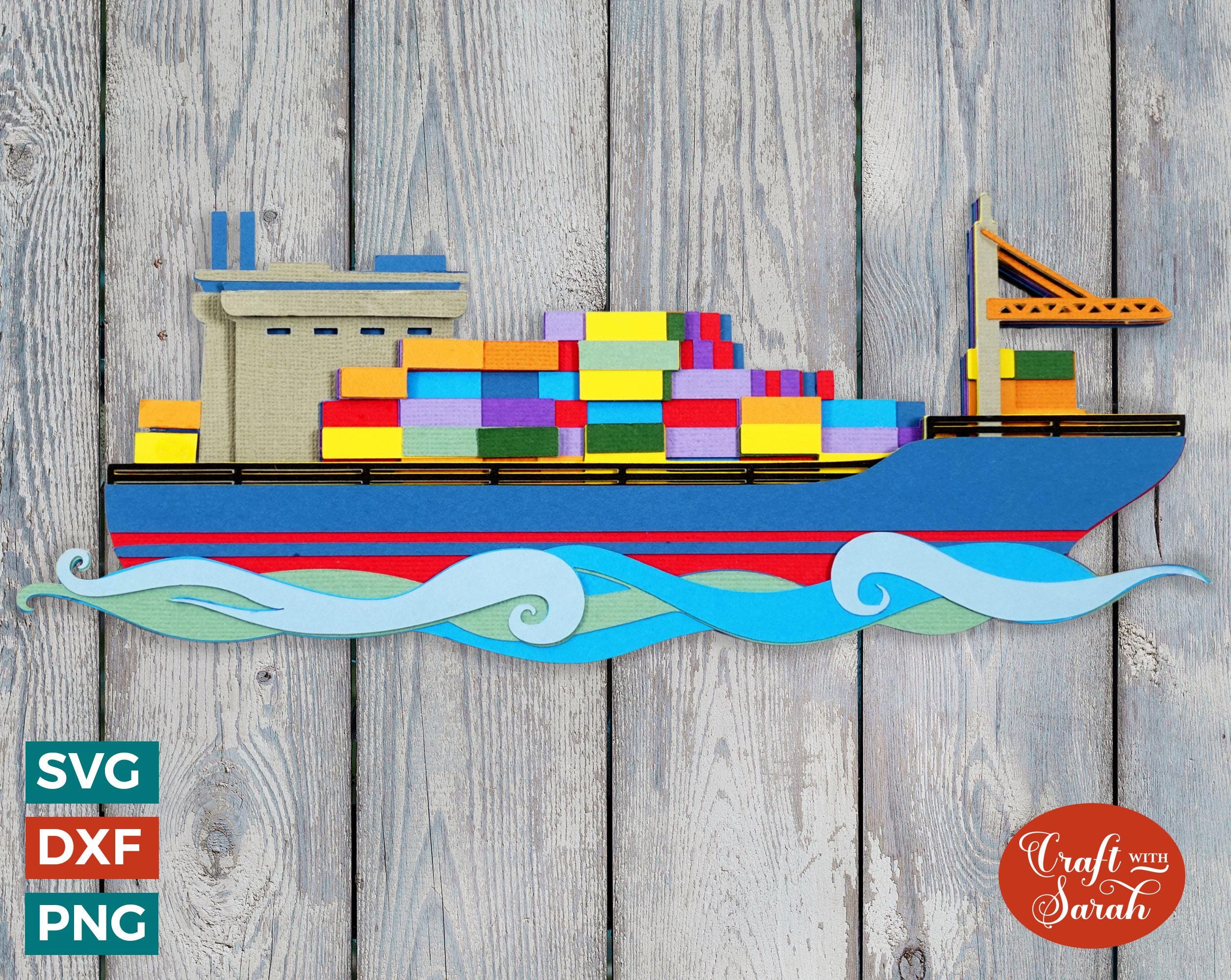 Cargo Ship SVG | Layered Cargo Boat Cut Files - Etsy