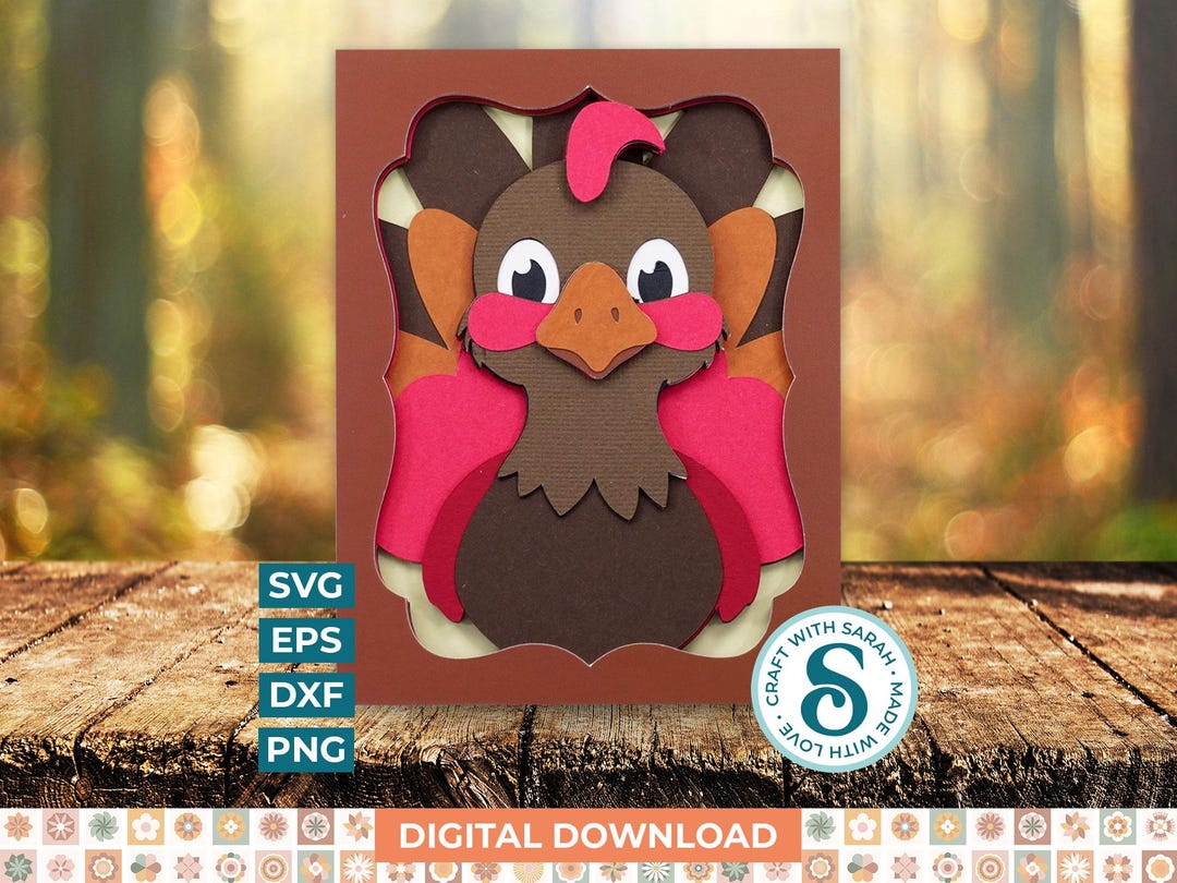 Turkey A2 Card SVG | Layered Thanksgiving Greetings Card Cut Files - Etsy