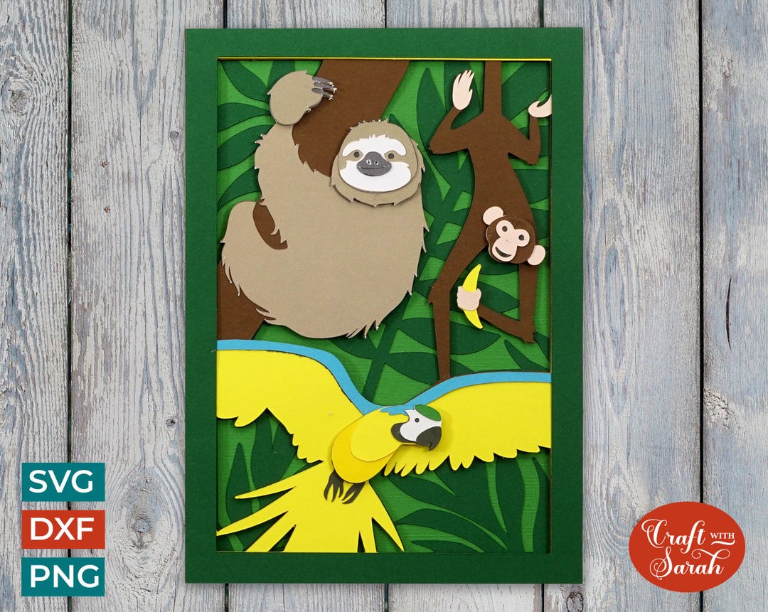 Rainforest Card SVG | Layered Rainforest Scene Greetings Card Cutting ...