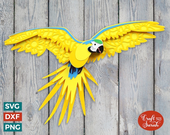 Parrot SVG Layered 3D Flying Parrot Cutting File | Etsy Australia