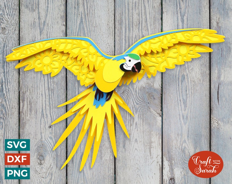 Parrot SVG | Layered 3D Flying Parrot Cutting File - Etsy
