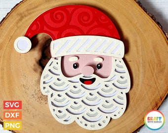 Surfing Santa SVG Layered Summer Christmas Cutting File | Etsy