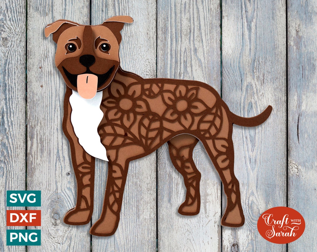 Staffie SVG Layered Cutting File | 3D Staffordshire Bull Terrier ...