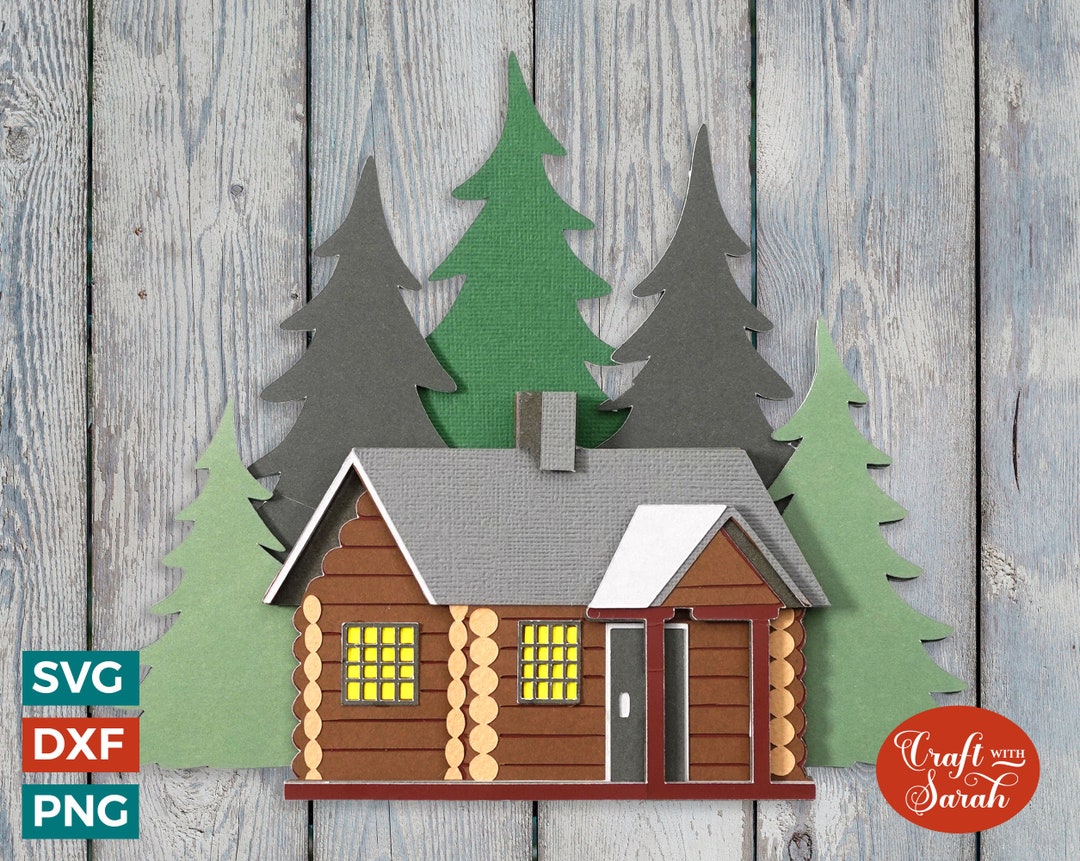 Log Cabin SVG | 3D Layered Winter House Cutting File - Etsy