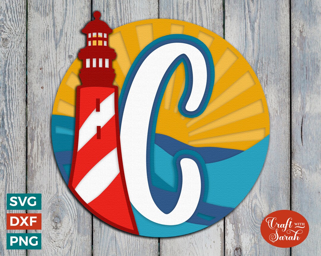 Lighthouse Letter C Layered SVG | 3D Lighthouse Alphabet - Etsy