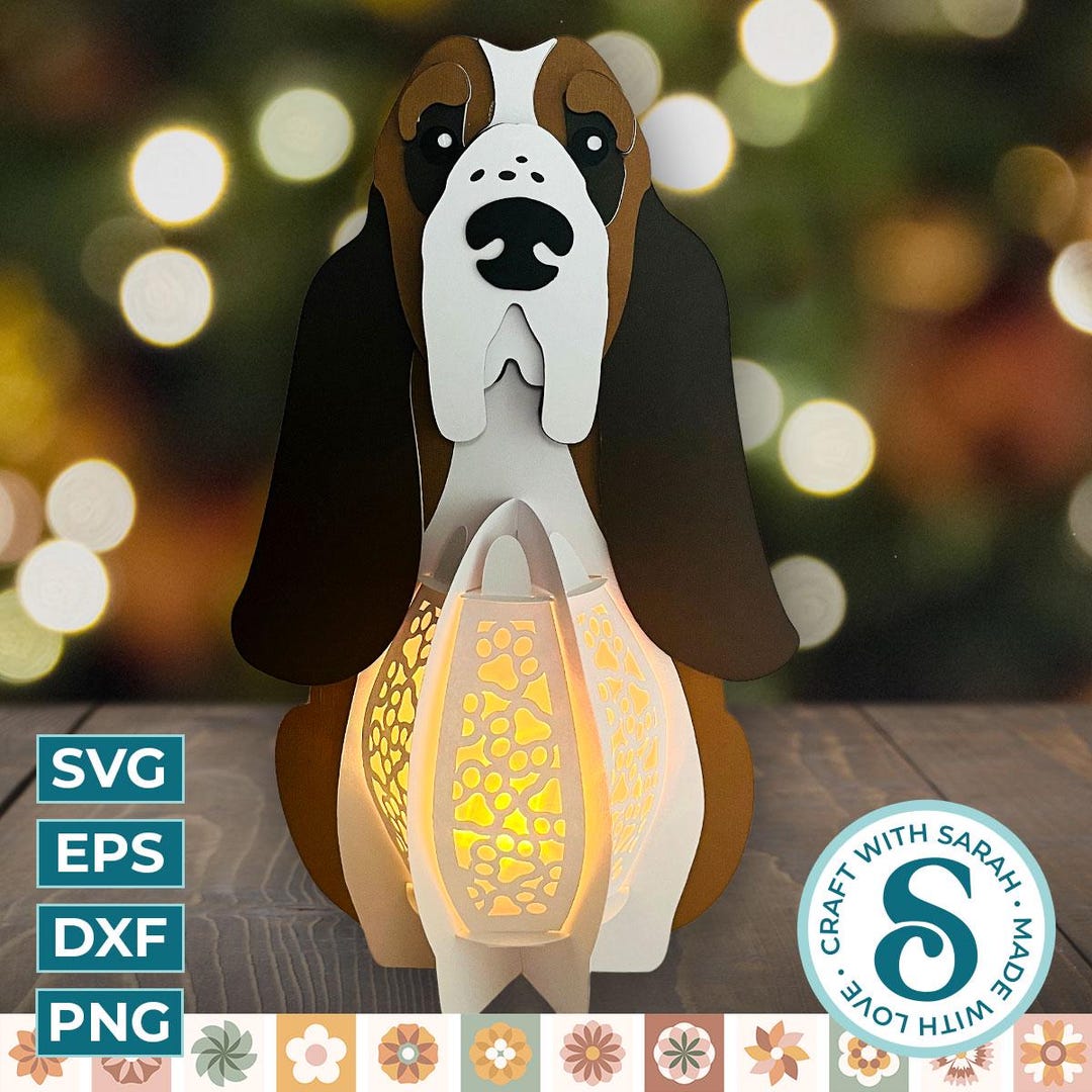 Basset Hound Lantern SVG | Basset Hound 3D Lantern Design Cutting File ...
