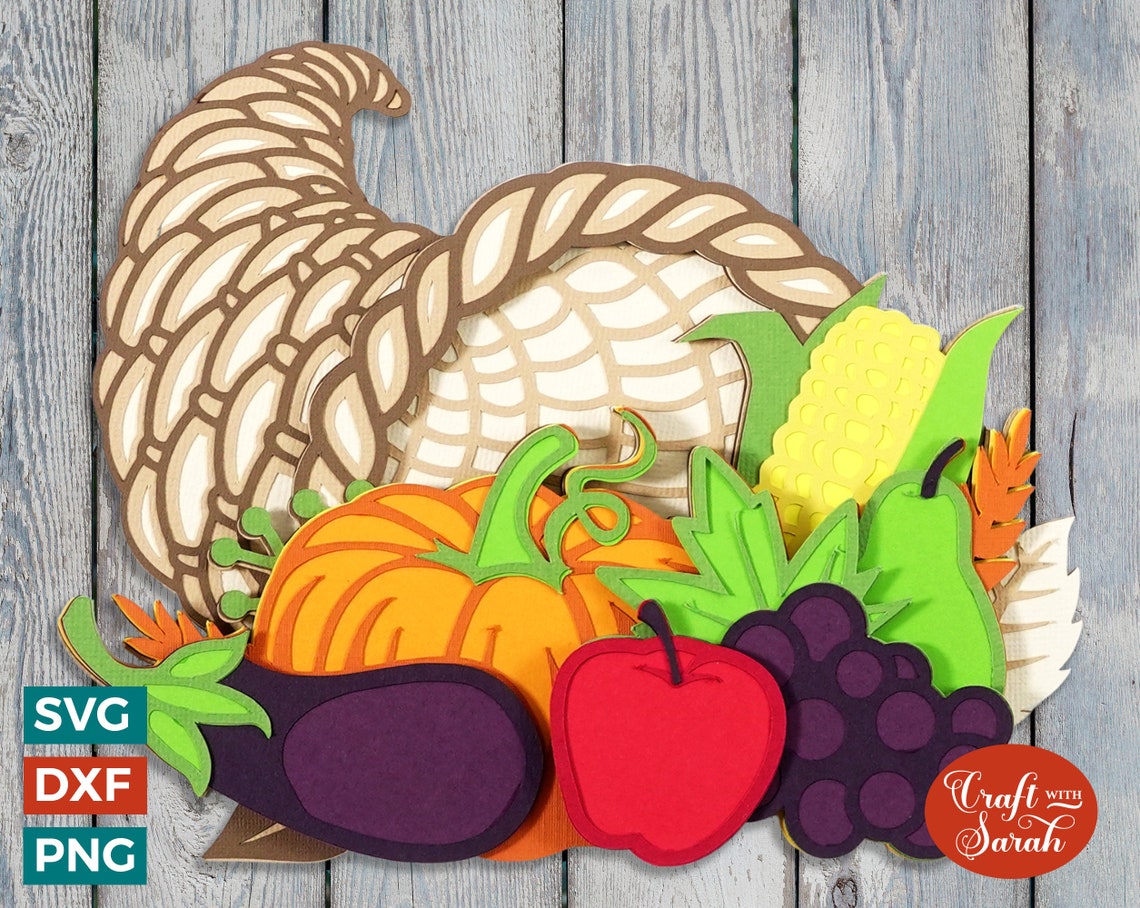 Cornucopia SVG | Layered Horn of Plenty SVG - Etsy