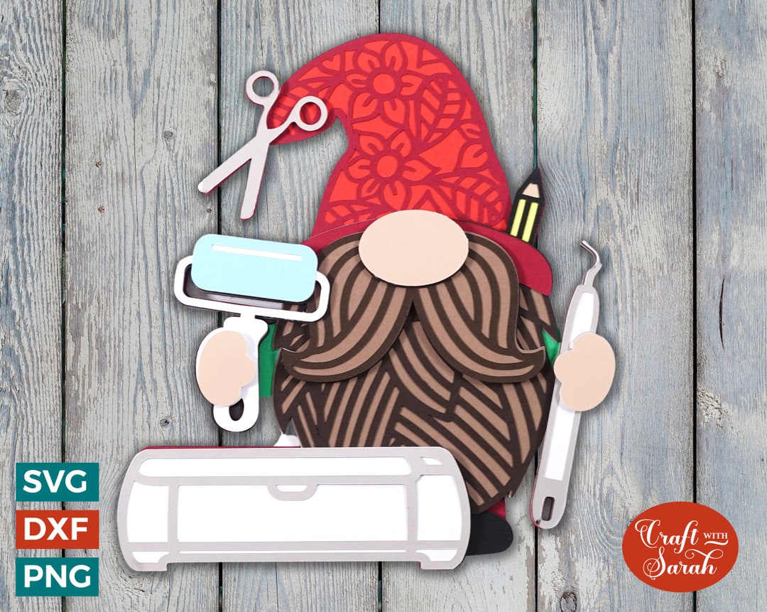 Crafting Gnome SVG File | Layered Male Crafting Gnome Cutting File - Etsy