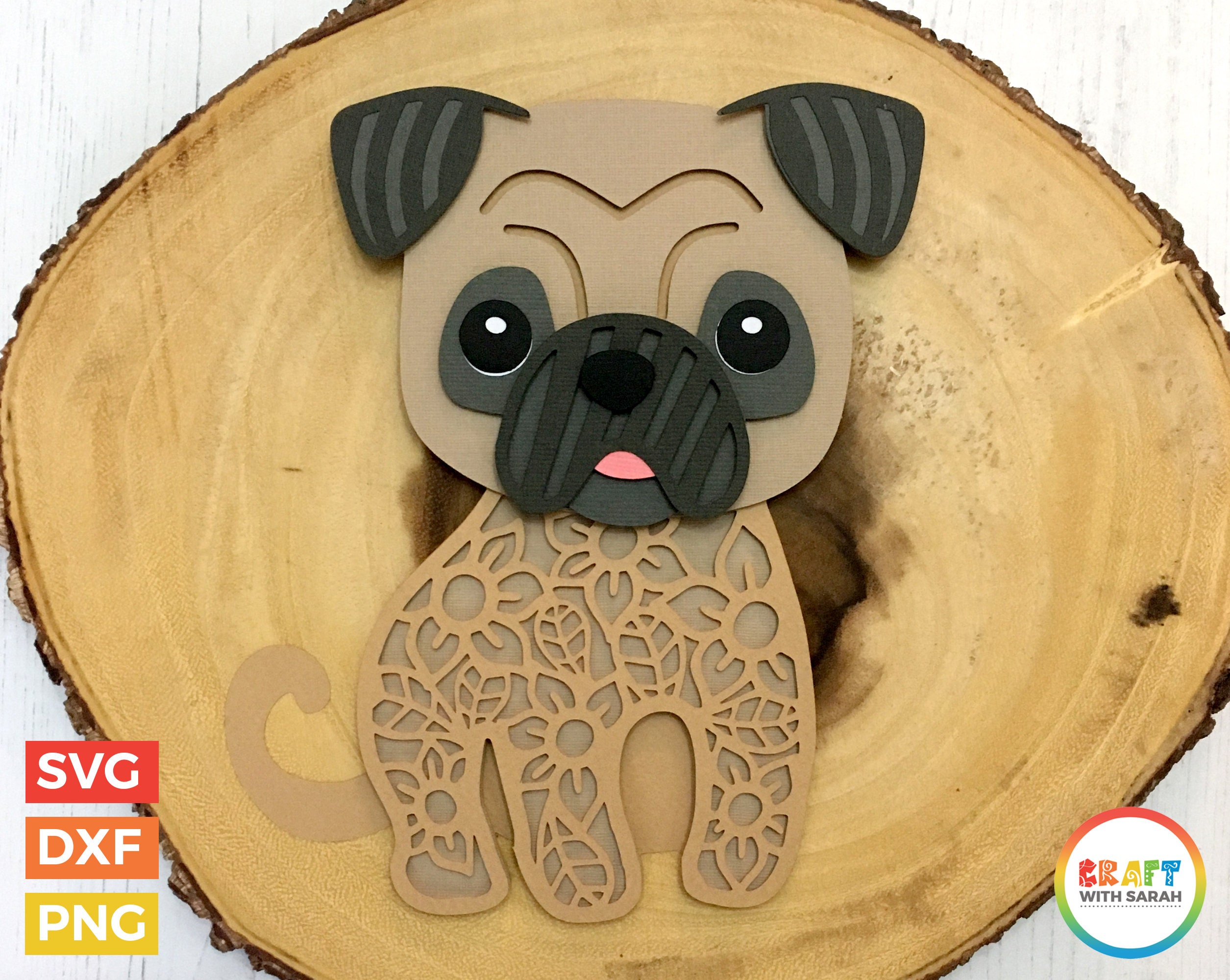 Pug SVG Layered Pug Dog Cutting File | Etsy
