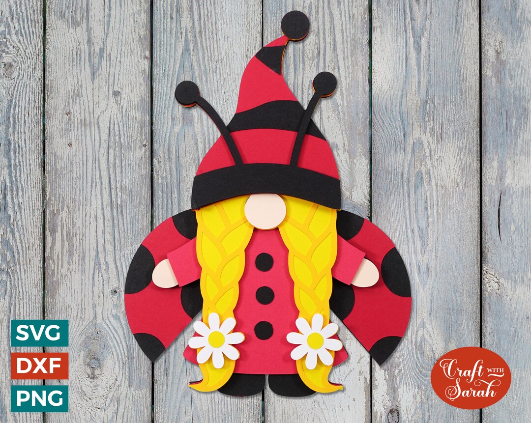 Ladybug Gnome SVG |layered Female Ladybug Gnome Cutting File - Etsy