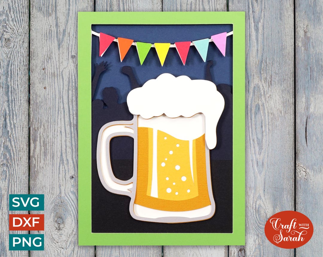 Beer Card SVG | Layered Beer Glass Greetings Card Cutting File - Etsy