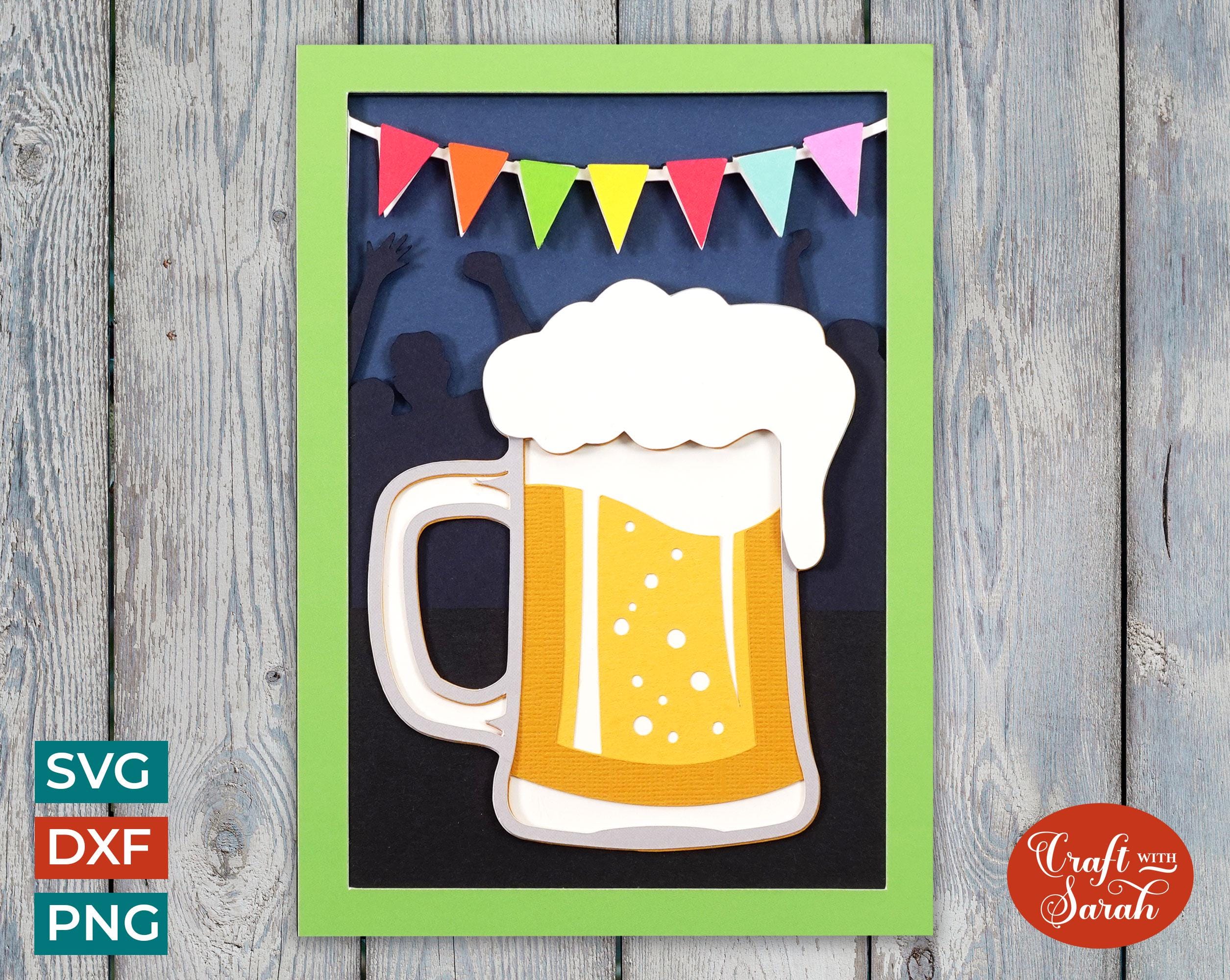 Beer Card SVG | Layered Beer Glass Greetings Card Cutting File - Etsy