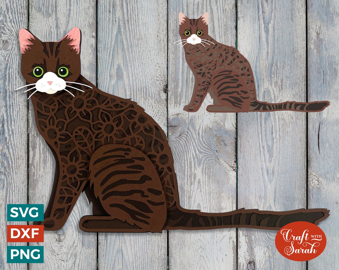 Tabby Cat SVG Layered Tortoiseshell Cat Cutting File - Etsy