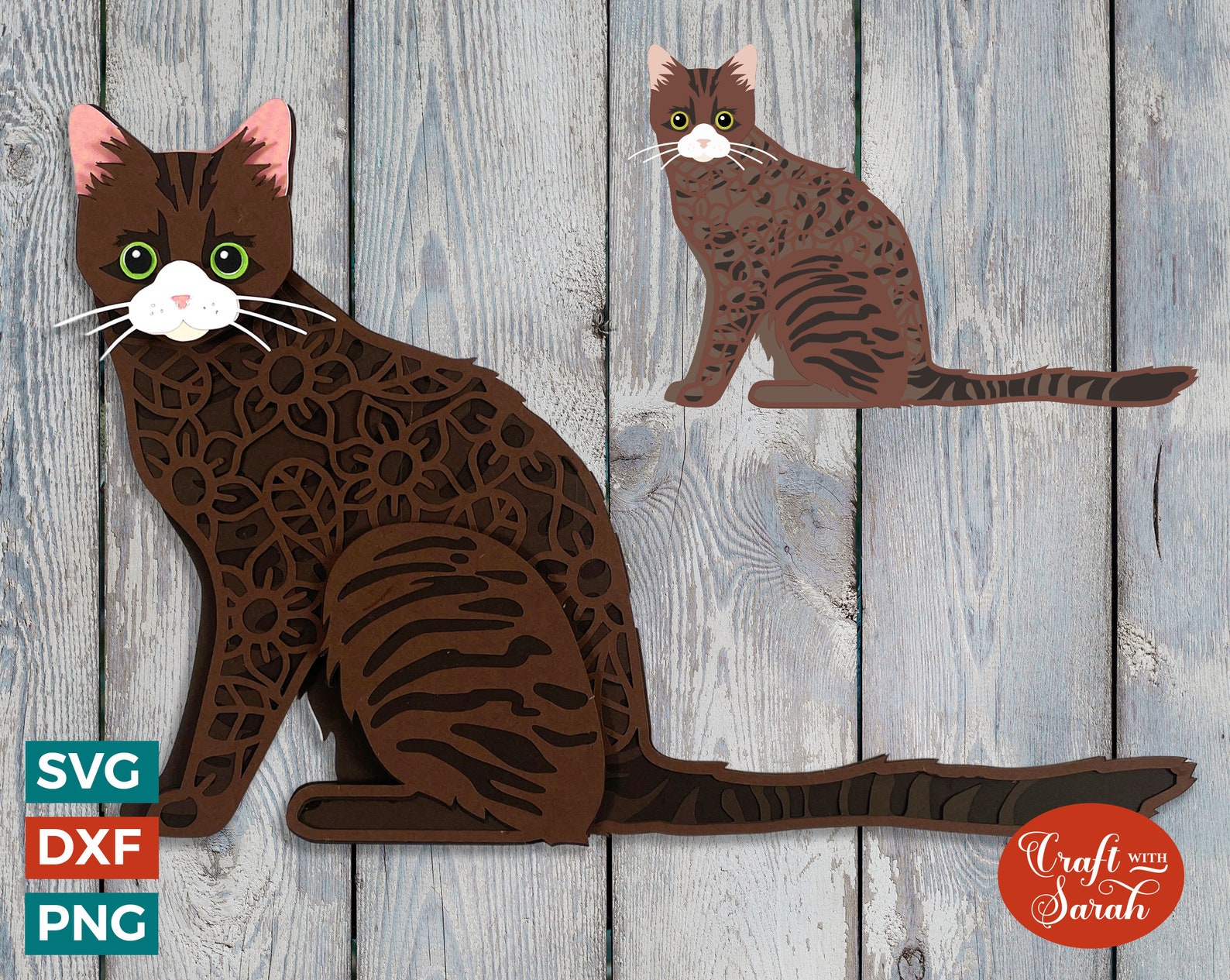 Tabby Cat SVG Layered Tortoiseshell Cat Cutting File - Etsy