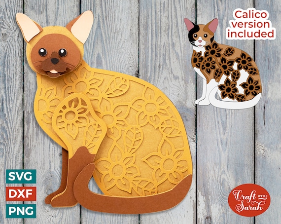 Burmese Cat Layered SVG Layered Calico Cat Cutting File - Etsy