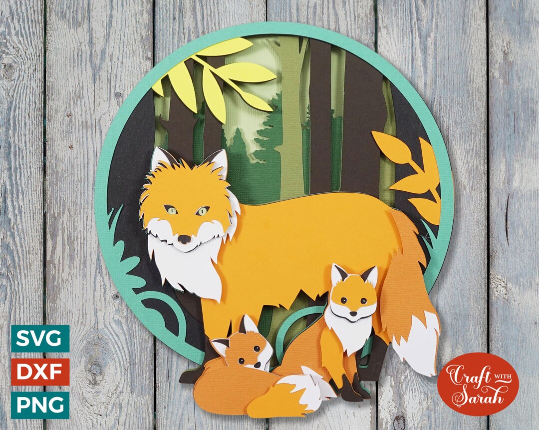 Fox With Cubs SVG | 3D Fox Family Cutting File - Etsy