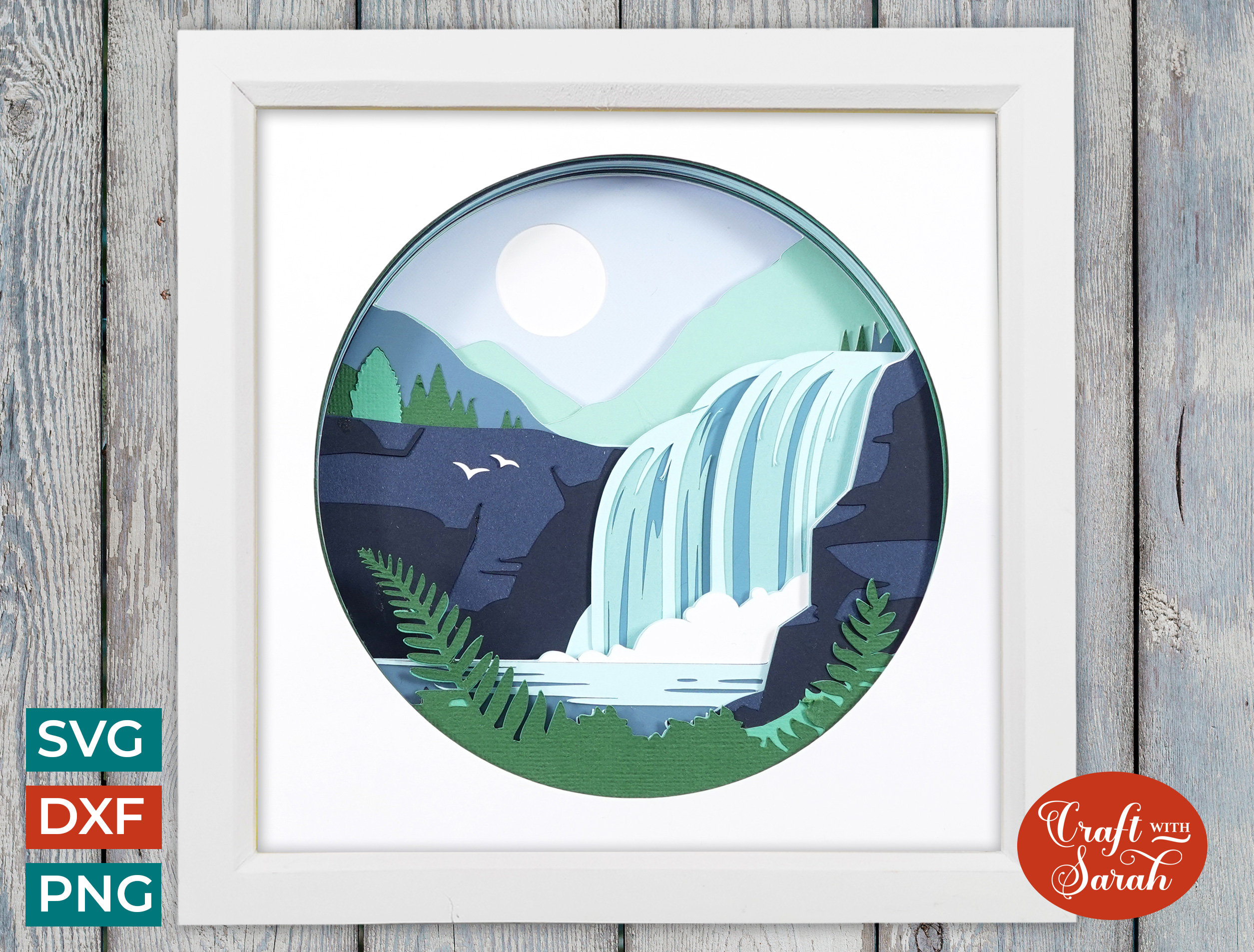 Waterfall Shadow Box SVG | Waterfall in Nature Cutting File - Etsy