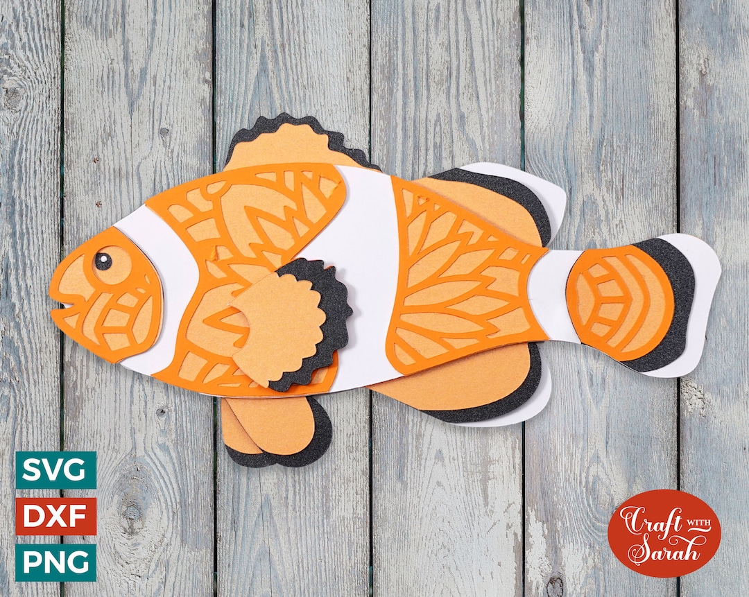 Clownfish SVG | 3D Layered Mandala Ocean Animal Cutting File - Etsy