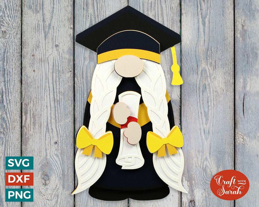Graduation Gnome SVG Layered Female Graduation Gnome Cutting File - Etsy