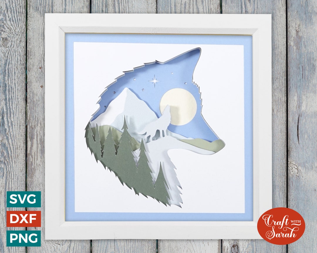 Snow Wolf Shadow Box | Winter Wolf Cutting File - Etsy