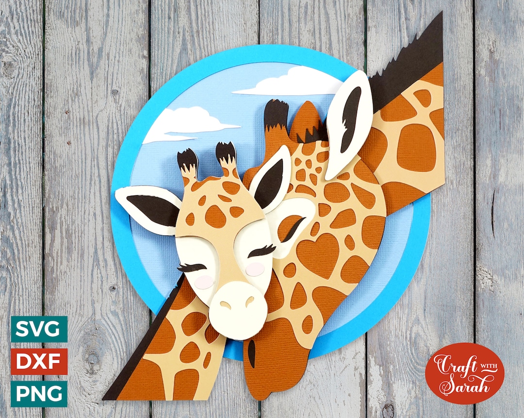 Giraffe & Baby SVG | 3D Layered Mother and Baby Giraffe Cut File - Etsy