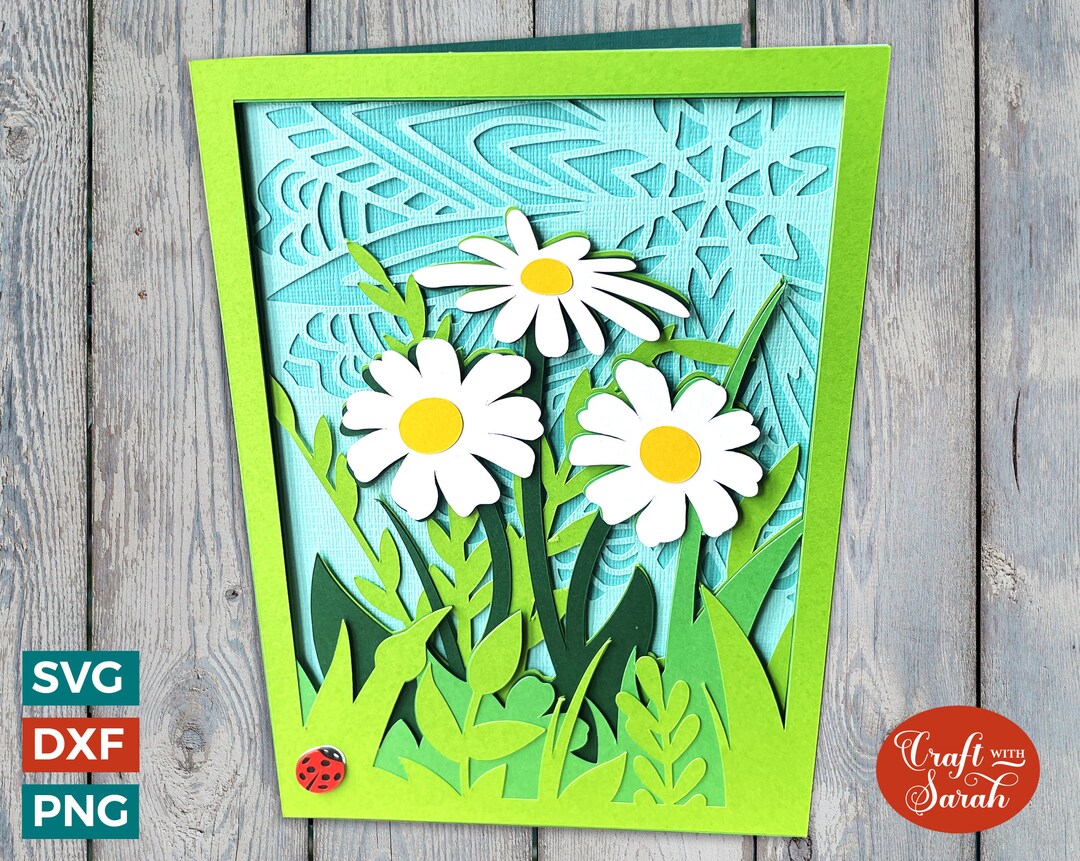 Daisy Flowers Greetings Card Cutting File - Etsy