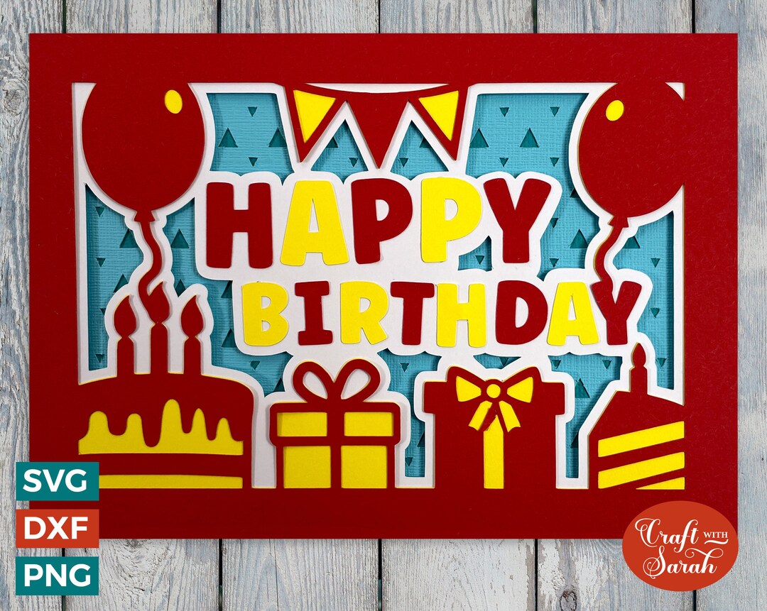 Happy Birthday Greetings Card Cut File - Etsy