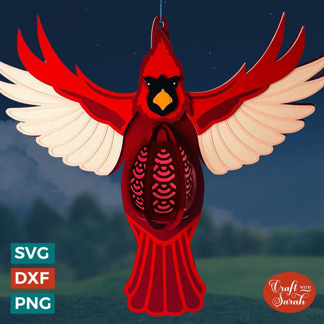 Cardinal Lantern SVG | Layered Cardinal Lantern Cutting File - Etsy