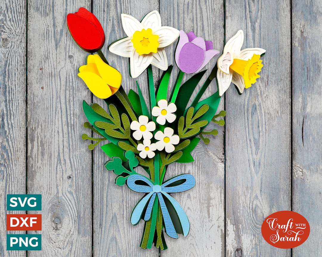 Spring Bouquet SVG File | Layered Bouquet of Flowers Cutting File - Etsy