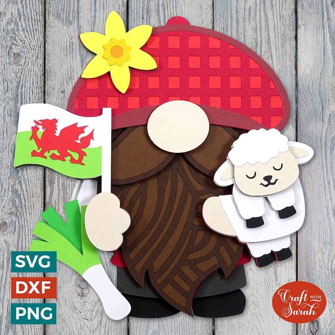 Welsh Gnome SVG | Layered Male Patriotic Gnome Cutting Files - Etsy