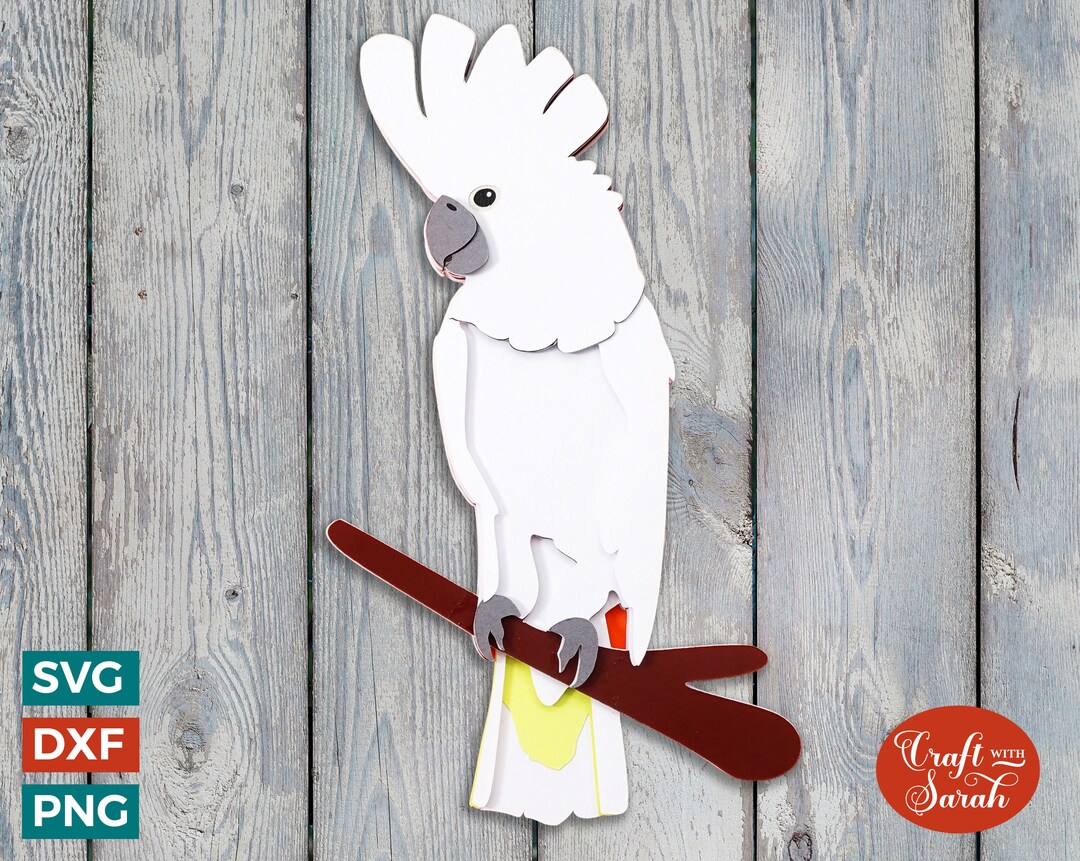 Umbrella Cockatoo SVG | 3D Layered Exotic Bird Cutting File - Etsy