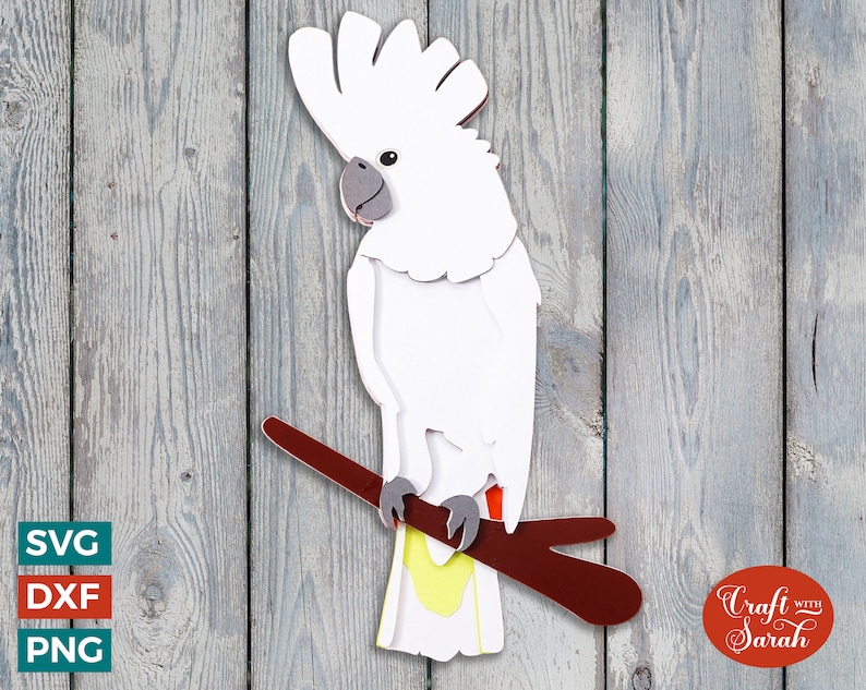 Umbrella Cockatoo SVG | 3D Layered Exotic Bird Cutting File - Etsy
