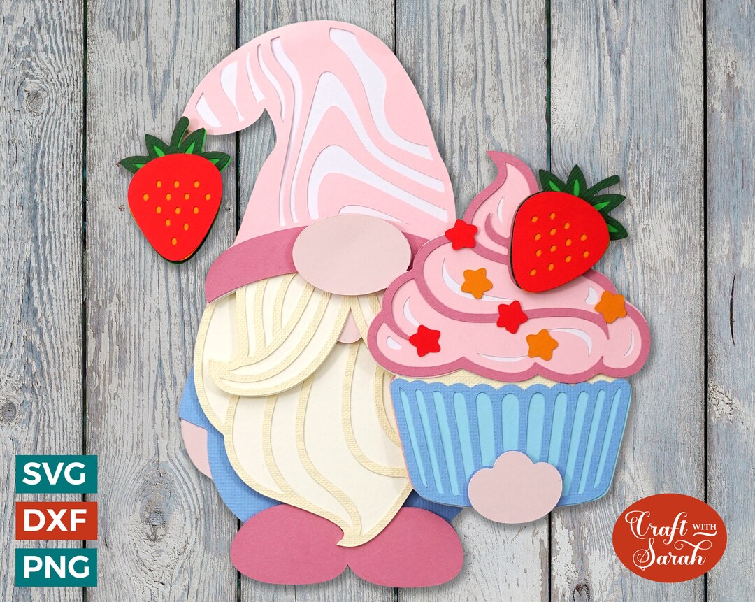 Cupcake Gnome SVG | Layered Male Cake Gonk Cut Files - Etsy