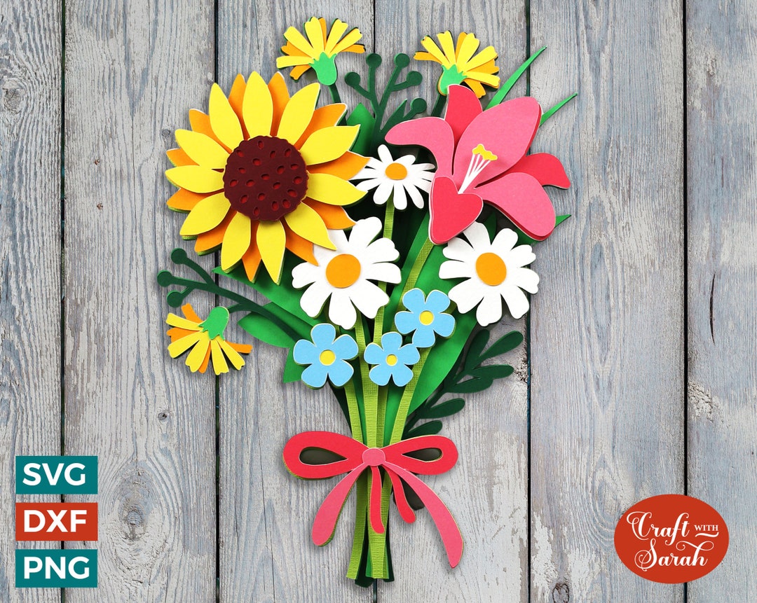 Summer Flower Bouquet SVG | Layered Bunch of Flowers SVG - Etsy