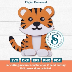 Tiger SVG | Layered Cute Animal Cut Files - Etsy