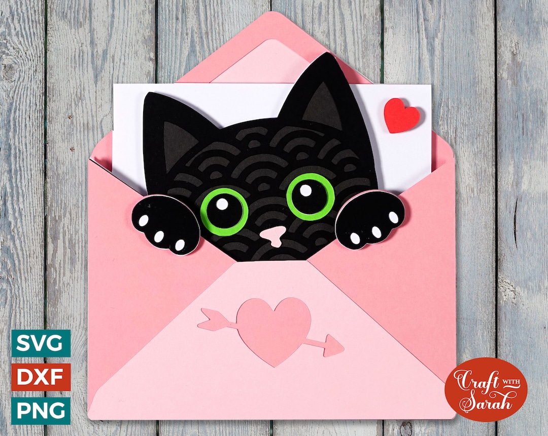 Envelope Cat SVG | Layered Envelope Cat Cutting File - Etsy