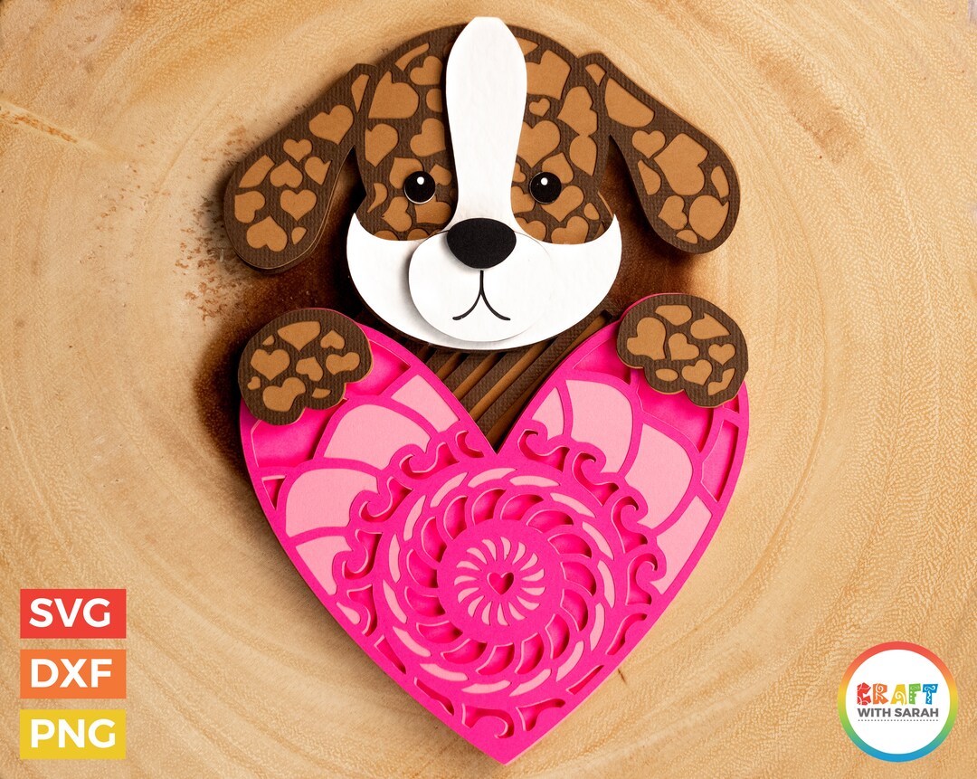 Dog With Heart SVG | Layered Valentine's Day Dog Cutting File - Etsy